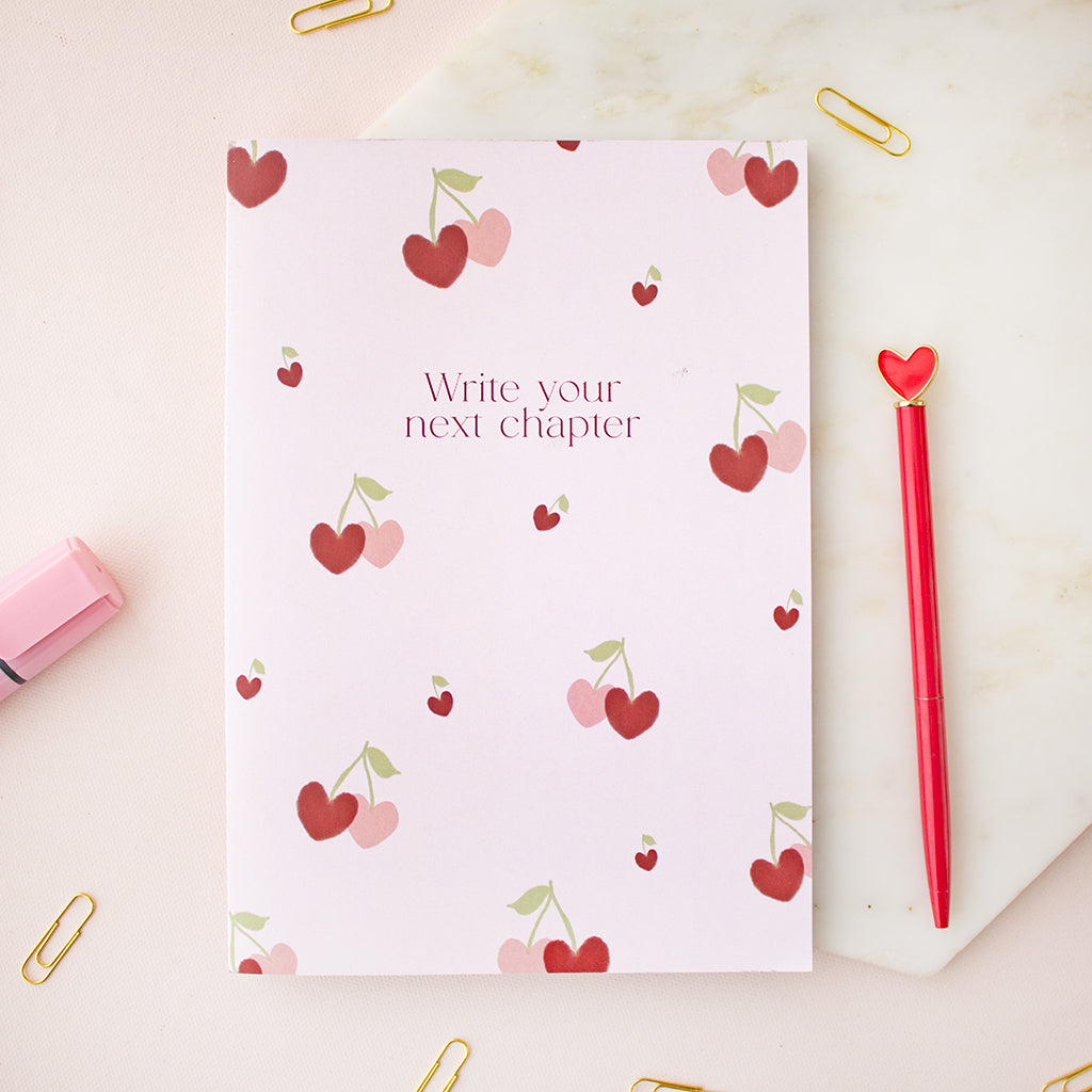 'Write Your Next Chapter' Cherry A5 Notebook – TreatBox