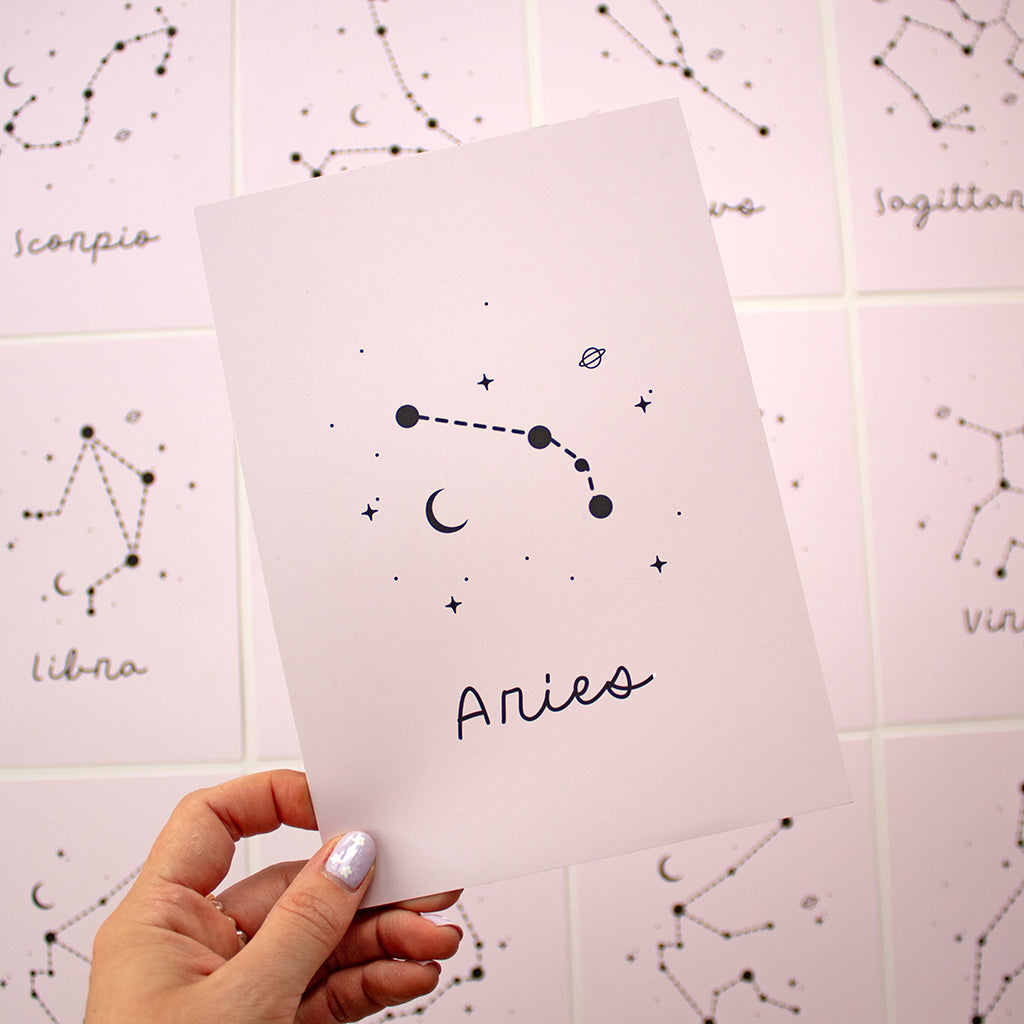 Star Sign Print on Pink Background – TreatBox